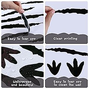 78 Pcs Dinosaur Footprints Floor Decals Black Ripped Scratches Vinyl Sticker Decals Removable Dinosaur Wall Decals Peel and Stick Dinosaur Track Stickers Raptor Scratches Dinosaur Tracks Wall Decals