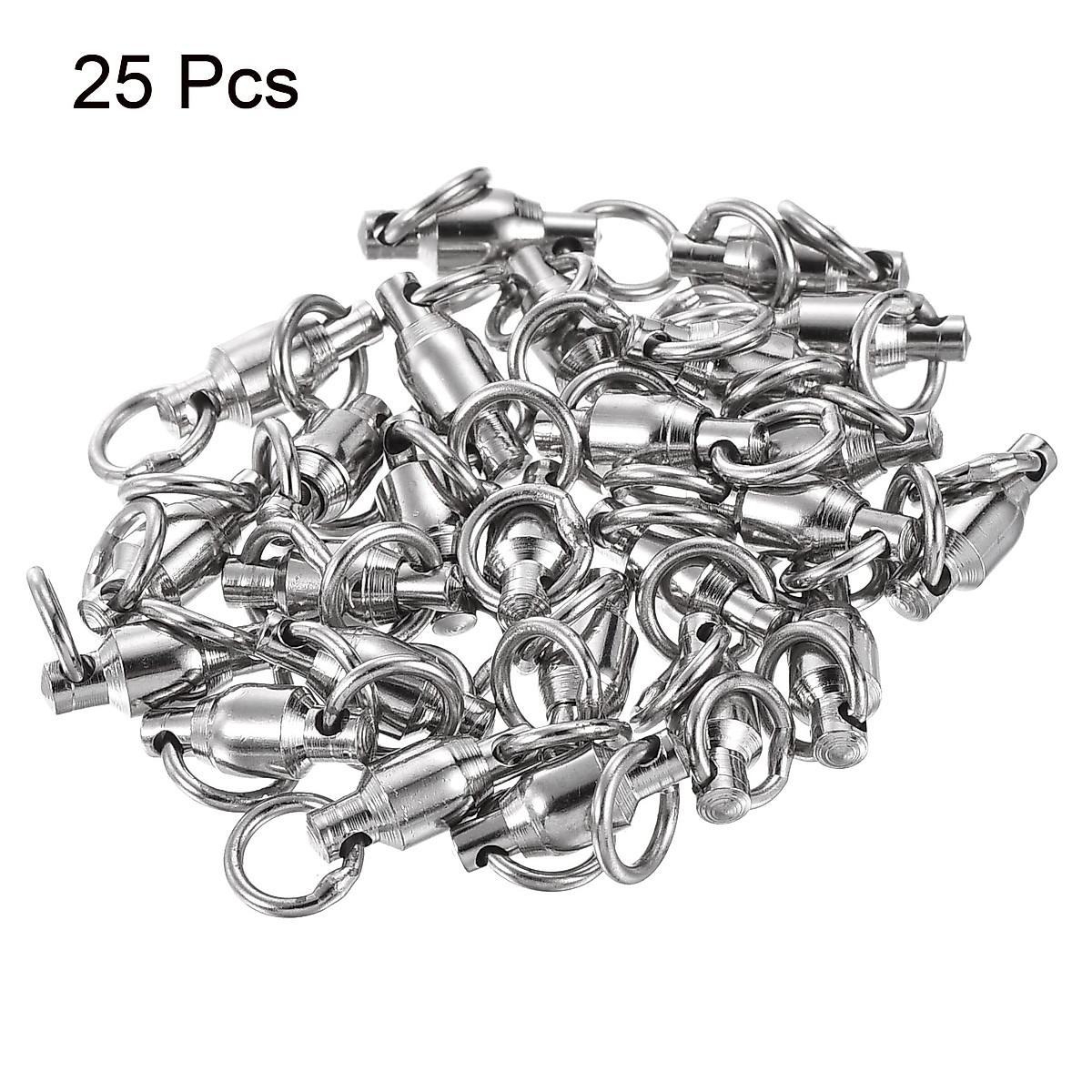 PATIKIL Ball Bearing Swivel, 25 Pack 50lb Stainless Steel Solid Welded Ring Fishing Tackle Connector, Silver