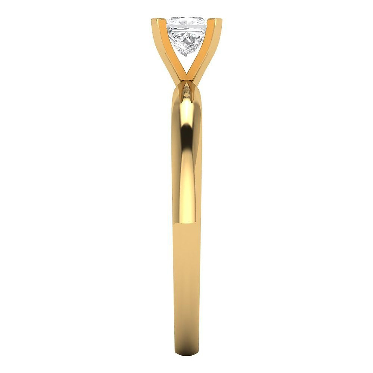 Yellow 14k Gold Solitaire Statement anniversary Engagement Promise Ring - 0.5 Ct Princess Cut Clear Simulated Diamond Sz 3.5