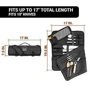 Chef Knife Roll Bag | 8+ Slots for Knives & Kitchen Tools | Water Resistant Knife Bag | Knife Carrying Case Only, Tools Not Included | Chef Knife Bag for Professional Chefs & Culinary Students (Blue)