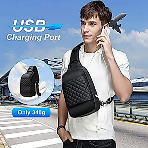 GYakeog Sling Bag for Men Women, Waterproof crossbody bag Tactical Sling Backpack for Men Shoulder Bag with USB Port Crossbody Chest for Outdoor Sport Travel Casaul black