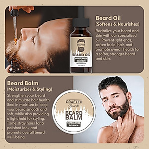 Beard Care Kit - Softer, Smoother, Moisturized Beard - Beard Oil and Balm - Gift Set (Sandalwood Bourbon)
