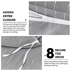 Ailemei Direct Duvet Cover King Size, Duvet Cover Gray Breathable and Soft in Boho Style, Shabby Chic Embroidery Duvet Cover Set for All Seasons 3 Pieces 104” x 90”(Gray)