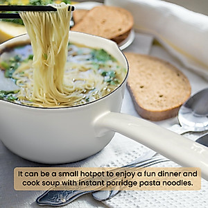 LIFTATAPA Enamel Milk Pan, 1.2L Mini Butter Warmer, Enamelware Saucepan Pan with Pour Spout, Nonstick Enamel Milk Pot, Enamel Melting Pot for Induction Electric Gas Stoves