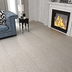 Decotalk Peel and Stick Floor Tiles 15PCS Terrazzo Floor Tile Bathroom Flooring Waterproof Vinyl Flooring Roll Speckled Floor Tile 12"x24" Vinyl Plank Flooring Removable Floor Tile for Kitchen Decor