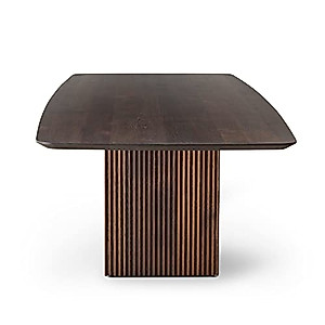 BIGMAII Brown Soild Wood Conference Table Modern Rectangle Dining Table Wooden Kitchen Table with Double Pedestal for Home Office Dining Room - 94.5" L Only Table