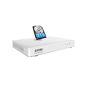 ZOSI H.265+ 3K Lite 8 Channel Security DVR Recorder with 1TB HDD,8CH Hybrid 4-in-1 CCTV DVR for 960H 720P 1080P Home Surveillance Camera System,Person Vehicle Detection,Remote Access,24/7 Recording