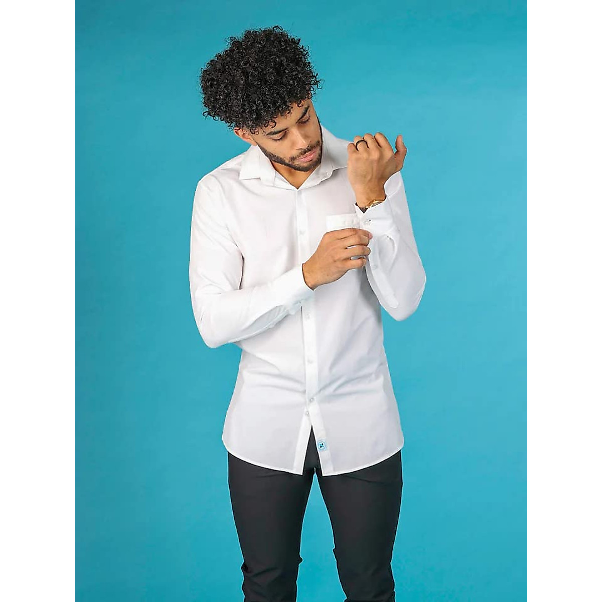 &COLLAR Slim Fit Long Sleeve Performance Men's Dress Shirt White XL