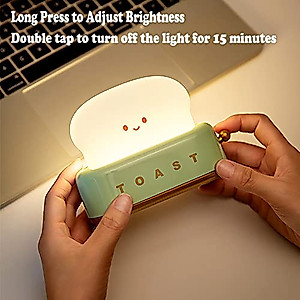 Cute toaster LED desktop decoration light, rechargeable timer toaster light, rechargeable timer brightness adjustable cute LED toast night light, baby kids girl teen christmas gift ideas (Yellow)