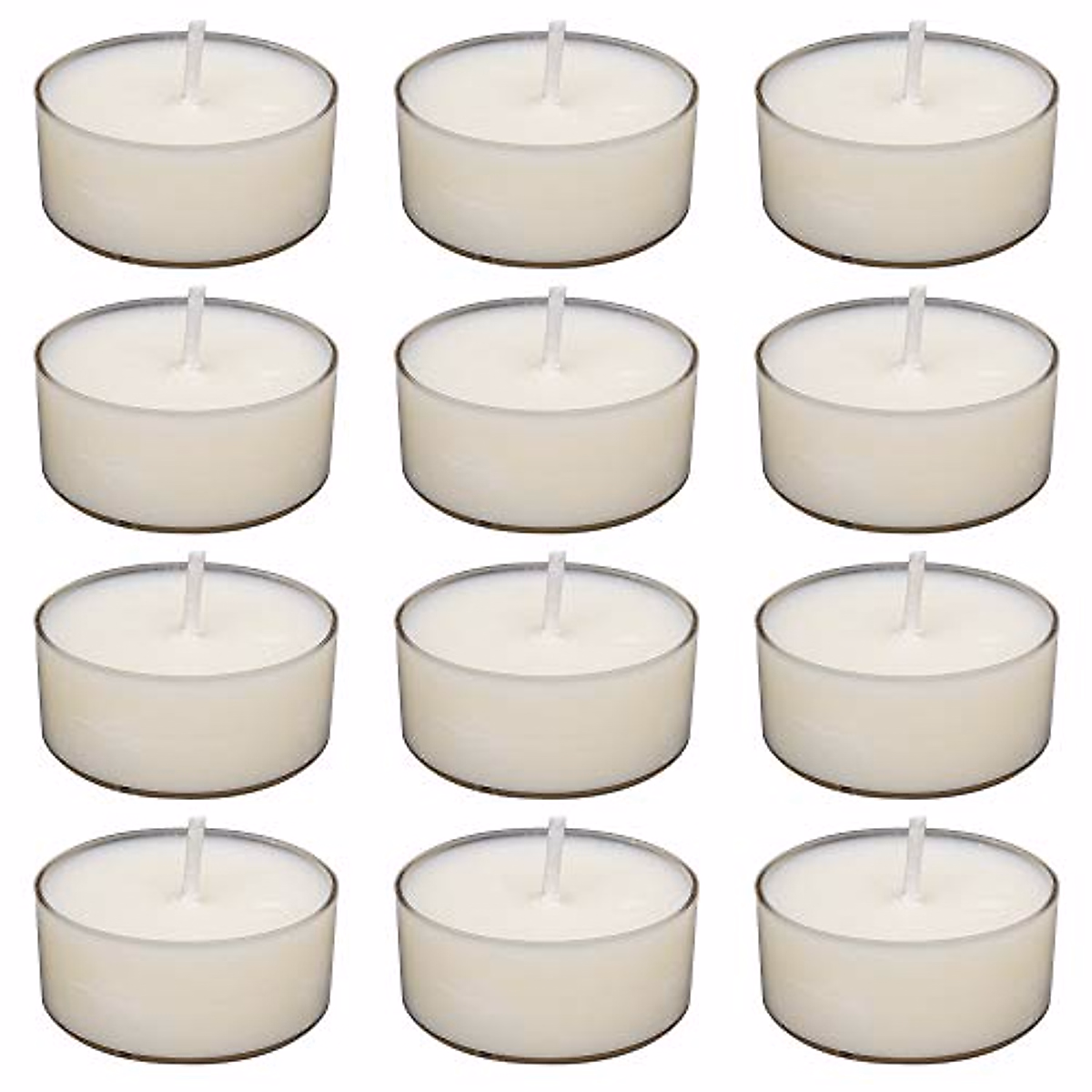 White Tealights Bulk, Small Unscented Tea Light Candles for Home Decor, Table Centerpieces, Birthday Party, Marriage Proposal - Set of 12
