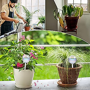 jiuhexuj Plant Watering Globes - 4 Pack Iridescent Rainbow Gradient Color Clear Glass Plant Watering Devices - Self Watering Planter Insert for Indoor and Outdoor Plants - Measures 9" L x 2.9" D