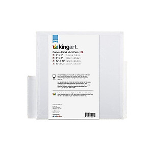 KINGART 830-28 White 28 Pc. Multi-size Value ARTIST CANVAS BOARDS, Gesso Primed - 100% Cotton Square Panels, Art Supplies for Oil and Acrylic Painting, 7 Ea: 6x6, 8x8, 10x10, 12x12 in.