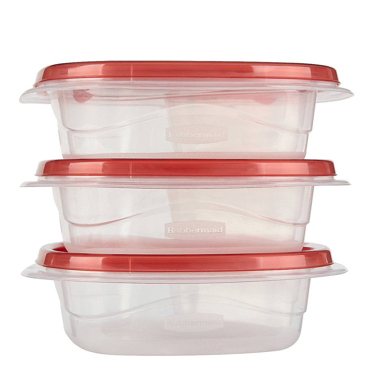 Rubbermaid TakeAlongs Divided Snacking Food Storage Containers, 2.2 Cup, Tint Chili, 3 Count