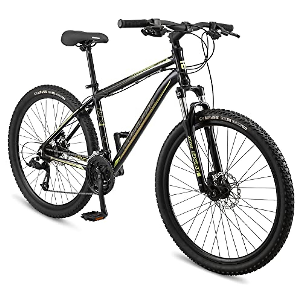 Mongoose Montana Sport Men and Women Mountain Bike, 21-Speed Drivetrain with Trigger Shifters, 27.5-Inch Wheels, 17-Inch Medium Frame, Black