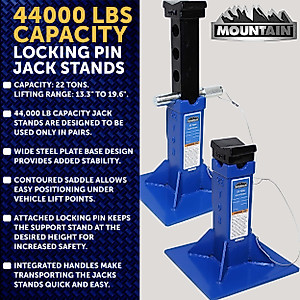 22-Ton HD Locking Pin Jack Stands (Pair)