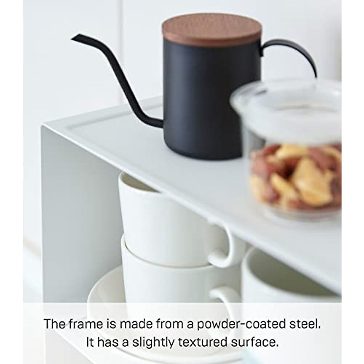 Yamazaki Home Tower Stackable Alloy Steel Kitchen Rack – Storage Organizer Counter Shelf White Small