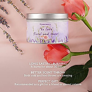 Homemory Candles for Home Scented, Lavender & Rose Scented Candles, Candles Gifts for Women, Natural Soy Candles, Stress Relief Candles with Essential Oils, Hand-Poured Aromatherapy Candle, 6oz