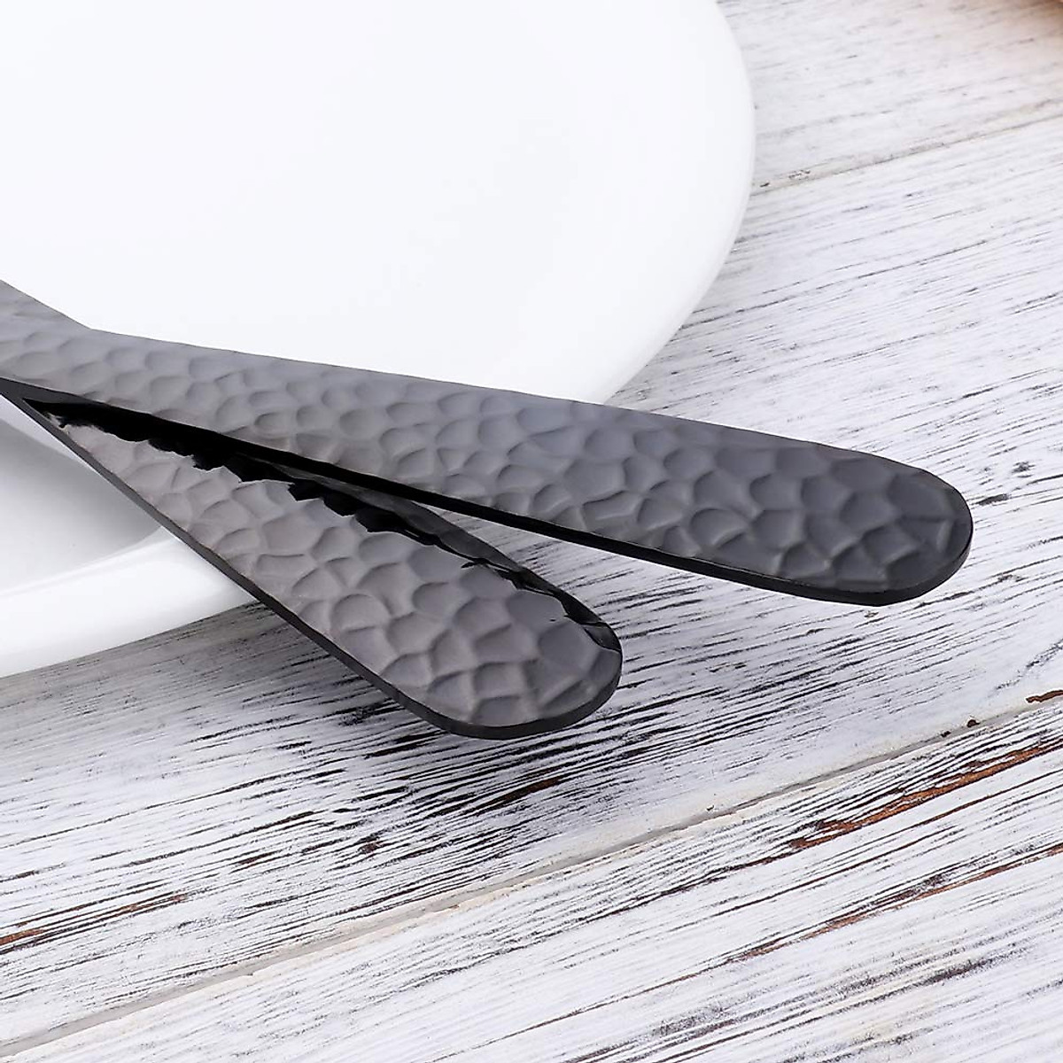 Bisda Salad Spoon and Fork Set, 12 Inch Stainless Steel Salad Server, Black Serving Utensils, Dishwasher Safe, Pack of 2