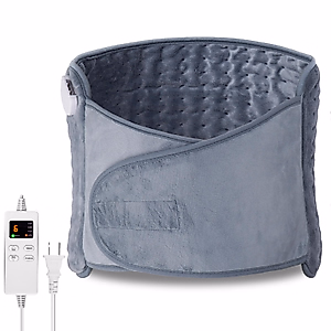 Heating Pad for Back Pain and Cramps Relief, Heating Pad Belt, Lower Back Heating Pad, with 4 Timer Settings 11.8x23.6 Inch, with Auto Off and 6 Heat Setting for Back Pain Relief and Cramps Gray