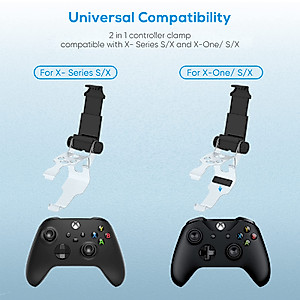 MENEEA Clip Mount for X-Series S/X, for Xbox One/S/X, Controller Phone Foldable Clamp Holder Cellphone Stand with Adjustable Bracket for X-Series S/X, for Xbox One/S/X Controller