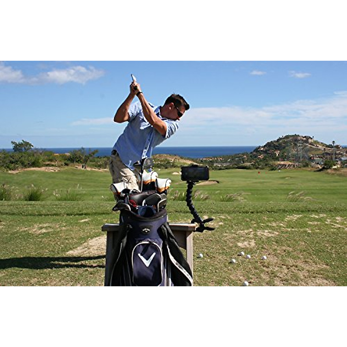 Golf Gadgets® - Swing Recording System | Large Device Holder (PHABLET) with Jaws Clamp & Gooseneck Mount. Compatible Large Devices Like iPhone 6/7 Plus, Samsung Galaxy Note, etc.