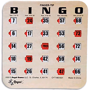 Regal Bingo Bulk Bingo Cards with Sliding Windows - Reusable Large Print Bingo Game Cards for Adults Large Group - 10 Pack, Woodgrain