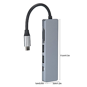 Docking Station Adapter, Type‑C Hub Adapter, 11x3x1cm for Computer Accessory Hard Disk Trans‑Flash Card Travel Use U Disk Memory Card Mouse Key