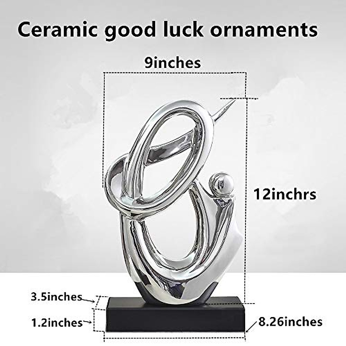 Anding Home Decoration,Silver Ceramic Porcelain Sculpture,Ceramic Creative Decoration, Office Countertop Decoration, Gift