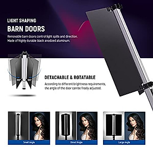 NEEWER CL124 RGB Handheld LED Light Stick Video Light Wand with APP Control & Metal Barndoor, 360°Full Color 16W 2500K-10000K CRI97+ Photography Tube Lighting with 17 Preset Scenes 2600mAh Battery