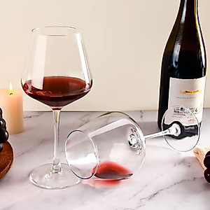 HAKEEMI 20 oz Wine Glasses Set of 6, Burgundy Red Wine Glasses with Stem, Clear