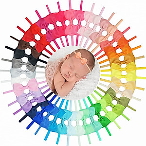 CÉLLOT 40 Colors Baby Bow Headbands 2.75" Hair Bows Super Soft Nylon Headbands for Baby Girls Infants preemie and Newborn Kids Hair Accessories