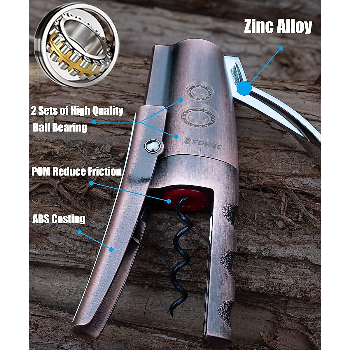 Forge Premium Quality Lever Corkscrew Wine Opener with Foil Cutter