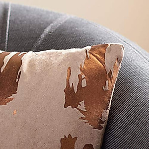 Safavieh Home Collection Hannia Abstract Brown and Bronze Foil 12 x 20-inch Decorative Throw Pillow, 12"x22"