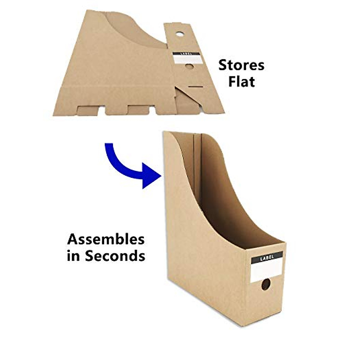 HUAPRINT Magazine File Holder(12 Pack,Brown)-Folder Holder,Desk File Organizer,Document Holder Box,Magazine Storage Box,With Labels