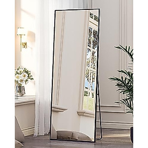 Antok Full Length Mirror, 66"x23" Floor Standing Full Body Mirror with Stand for Bedroom & Living Room, Black