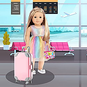 GIFTINBOX 29PCS 18 Inch Girl Doll Clothes and Accessories-Travel Play Set for Dolls, Doll Stuff with Clothes, Luggage, Swimsuit, Wallet cashes... Gifts for Girls Birthday, Christmas