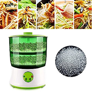 WenDissy Bean Sprouts Machine, Seed Sprouter Kits, 2 Layers Automatic Bean Sprouts Maker, Large Capacity Seed Grow Machine Also for Radish, Alfalfa, Wheatgrass, Broccoli Sprouts
