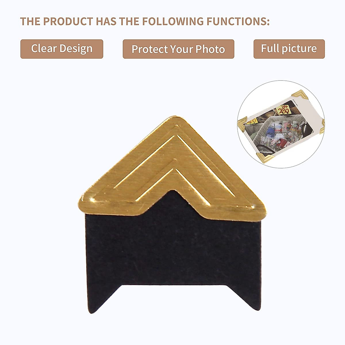 GOONAVI 15 Sheets 360 Pcs Photo Corners Mounting Self Adhesive for DIY Photo Album Journal Gold On Black