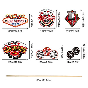 24 Pieces Las Vegas Party Decorations, Casino Party Centerpiece Sticks Casino Cutouts for Baby Shower Birthday Party Casino Theme Party Centerpiece Sticks Table Toppers(Las Vegas)