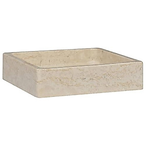 Sink Cream 15.7"x15.7"x3.9" Marble,Modern Marble Sink EyeCatching Basin for Bathroom and Washroom Bath Fixtures，Bathroom Sinks