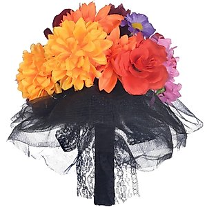 Multicolor Bouquet Floral Day Of The Dead - Stunning & Stylish Accessory For Costume Parties, Cosplay, Themed Events & More - 1 Pc