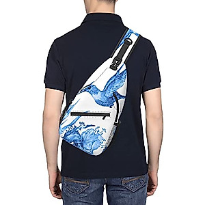 Sling Bag Blue Iris Flower Hummingbird Hiking Daypack Crossbody Shoulder Backpack Travel Chest Pack for Men Women
