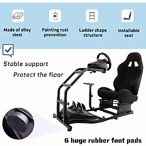 Anman Racing Simulator Mount fit for PC PS4 XBOX ONE Racing Wheel Stand Video Game for Logitech G25/27 G29 G920/923 Fanatec Thrustmaster T500RS T300RS, NOT Include Wheel Shifter Pedals