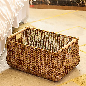 Environmentally PP Rattan Woven Basket Hand Woven Storage Basket Bedroom Living Room Storage Basket