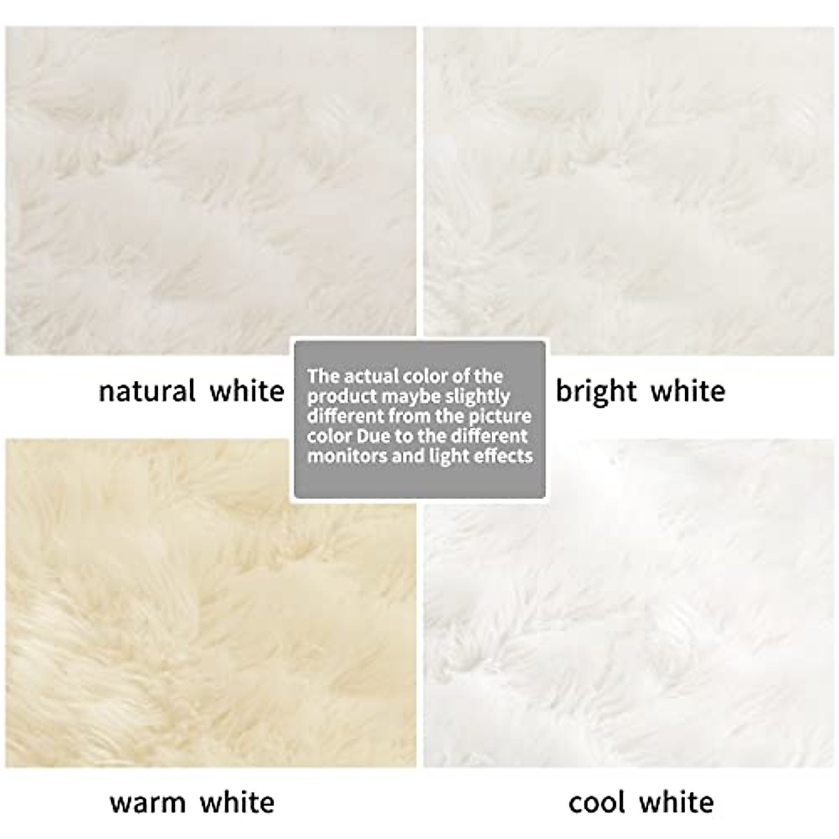 White Fur Rug Fluffy Rug, Small Rugs for Bedroom, Washable Faux Sheepskin Rug for Sofa Couch Seat Cushion, Thick Shaggy Furry Rugs Floor Carpets for Bedside Living Room, 2x4 ft, CIICOOL