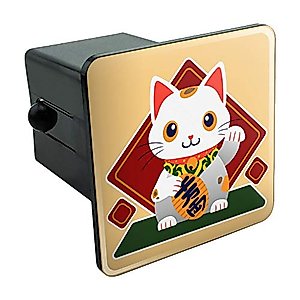 Cute Lucky Cat Maneki-Neko Tow Trailer Hitch Cover Plug Insert 2"
