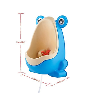 Facelivo No-Touch Cleaning Cute Frog Potty Pee Training Urinal for Toddler Boys, with Funny Aiming Target - Blue