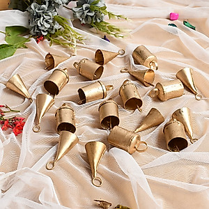 KRATI EXPORTS Barn Bells in Small Sizes- 20 Distinctive Golden Rustic Bells - Full of Beautiful Rough Hewn Variations - Perfect for Home Decor Christmas Jingle Bells