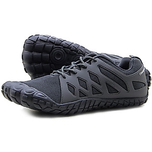 Oranginer Men's Walking Zero-Drop Minimalist Shoes Flexible Barefoot Running Shoes Indoor Cross Training Shoes Slip-on Tennis Shoes Gray Size 11