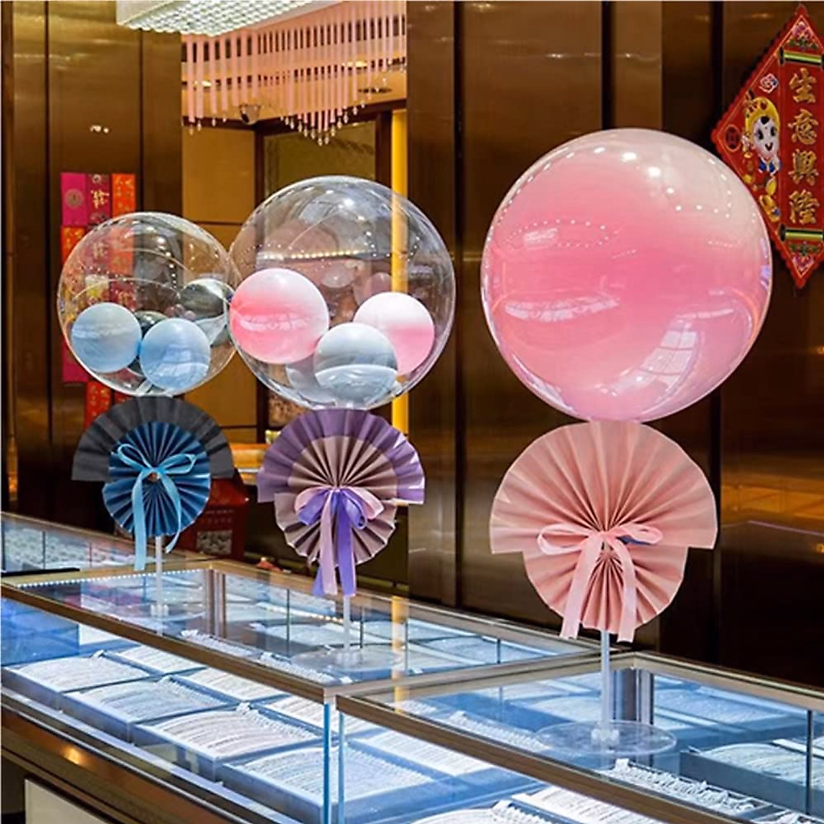 12 set 30 inch Balloon Stand Kit for Table Top with Bases and Cups Table Desktop Balloon Holder，Balloon Sticks Centerpieces Holder for Balloon Banquet for Adults/Kids Party Decoration